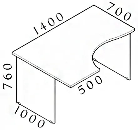 Ergonomický stůl Visio 140 x 100 cm, levý, ořech