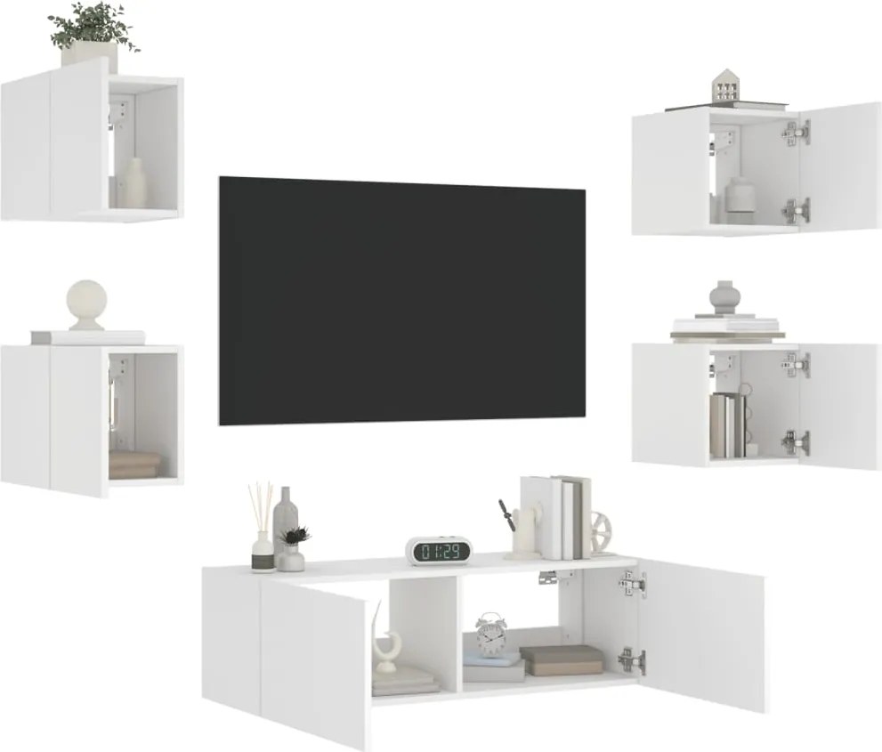 5dílná obývací stěna s LED osvětlením bílá 3216860