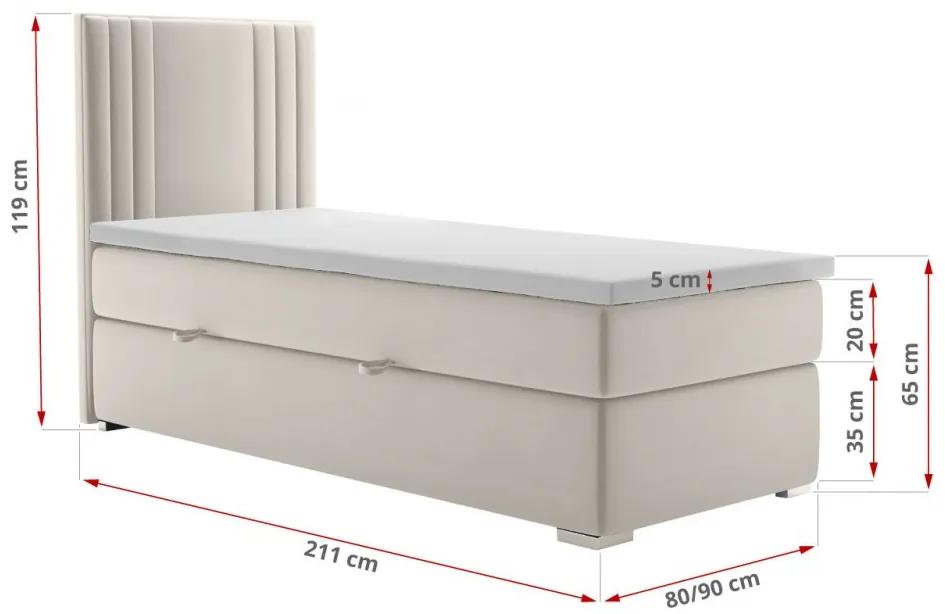 Luxusní jednolůžková postel TESA Modrá 90x200 cm Pravá
