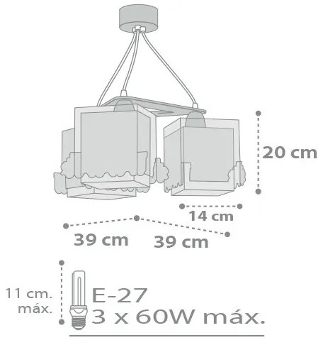 Dalber D-63534 - Dětský lustr TRAIN 3xE27/60W/230V