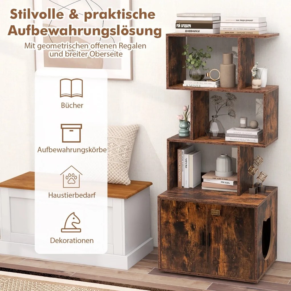 Costway Skříňka pro kočky s na toaletu pro kočky – 60 × 45,5 × 142 cm