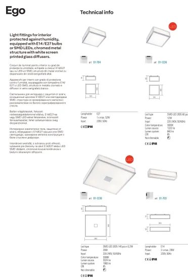 Redo 01-1236 -LED Koupelnové stropní svítidlo EGO LED/12W/230V IP44 lesklý chrom