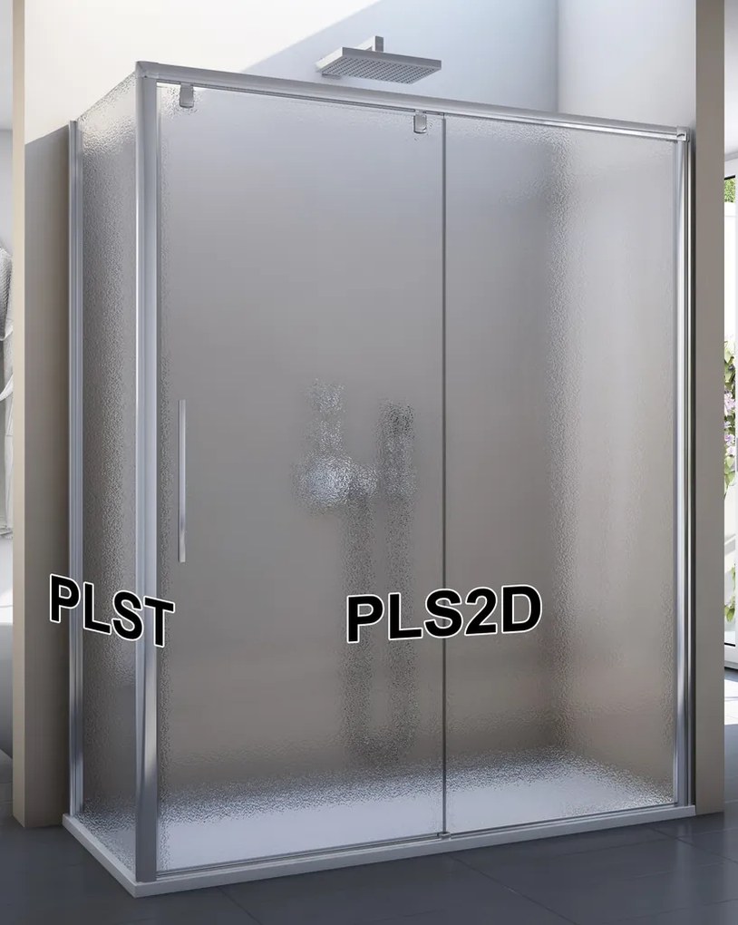 SanSwiss PLS2D 160 50 22 Sprchové dveře posuvné jednodílné 160 cm, pevný díl vpravo, aluchrom/durlux