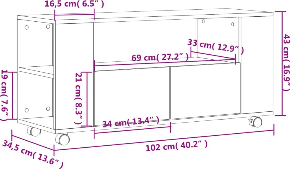 vidaXL TV skříňka 102 x 34,5 x 43 cm kompozitní dřevo [833747] Barva: bílá s vysokým leskem