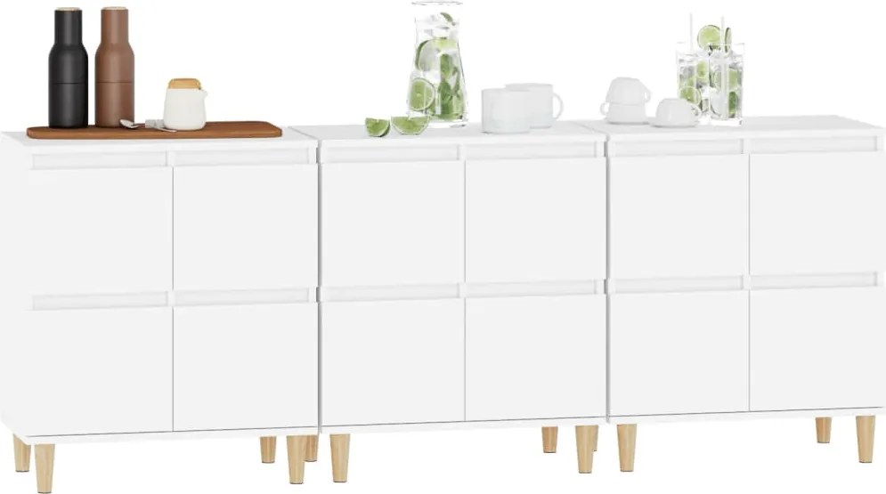 Příborníky 3 ks bílé 60 x 35 x 70 cm kompozitní dřevo 3185767