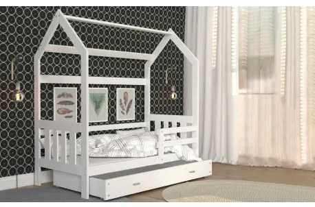 Dětská postel DOMEČEK s úložným prostorem (Bílá), 160x80 cm