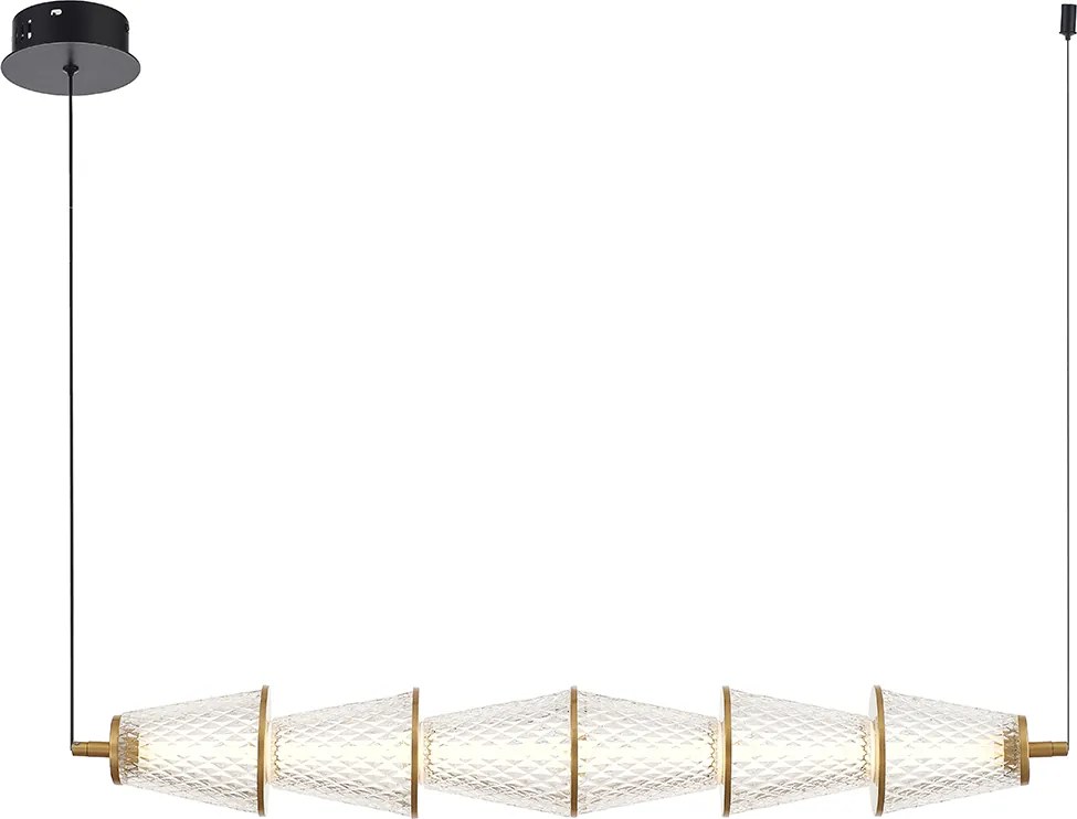 Závěsné svítidlo Sansa, 6x transparentní skleněné stínítko, b/g