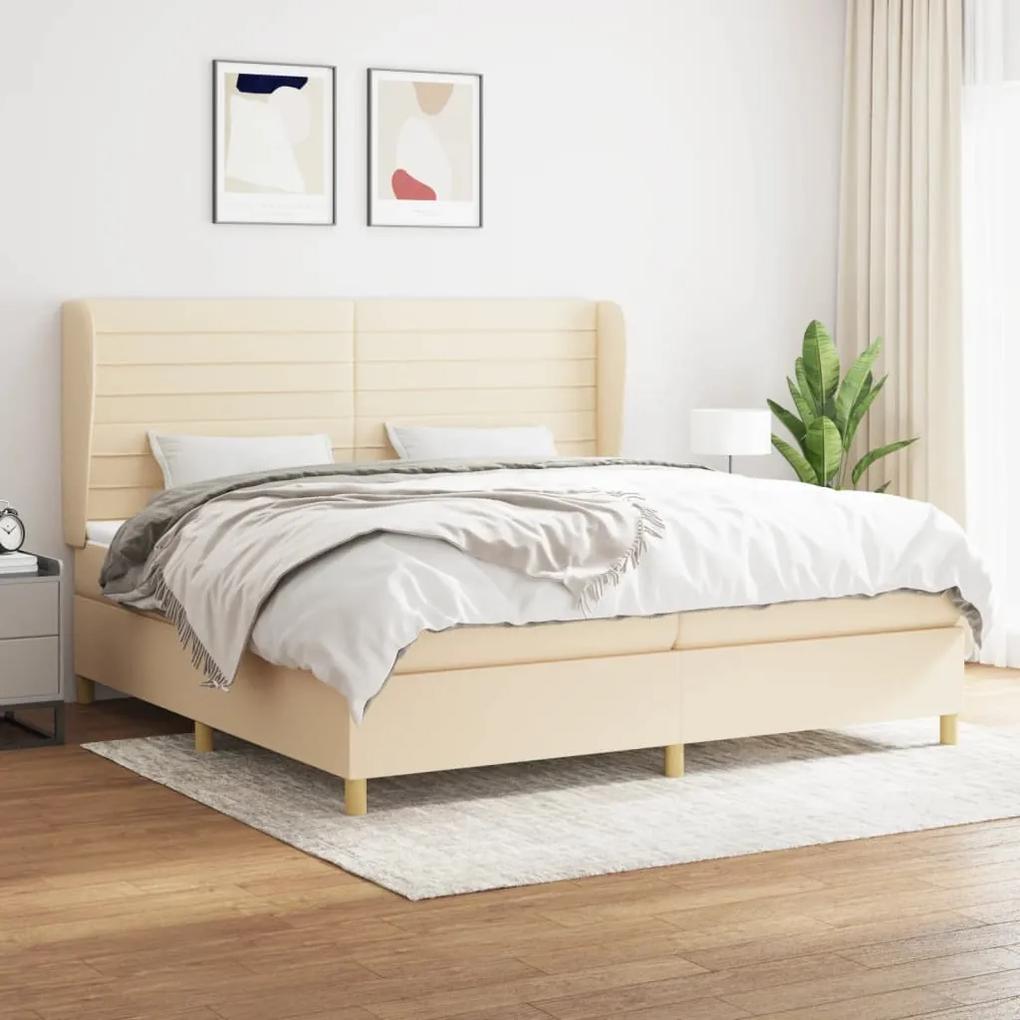 Box spring postel s matrací krémová 200x200 cm textil,  3128634