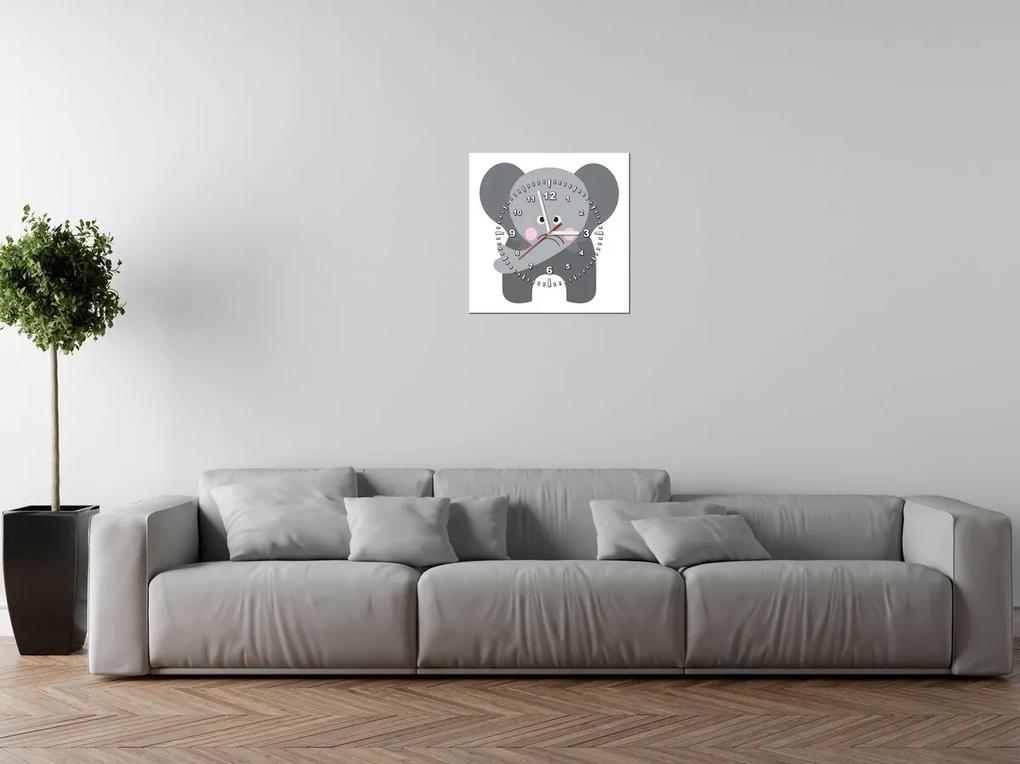 Gario Obraz s hodinami Slon Rozměry: 40 x 40 cm