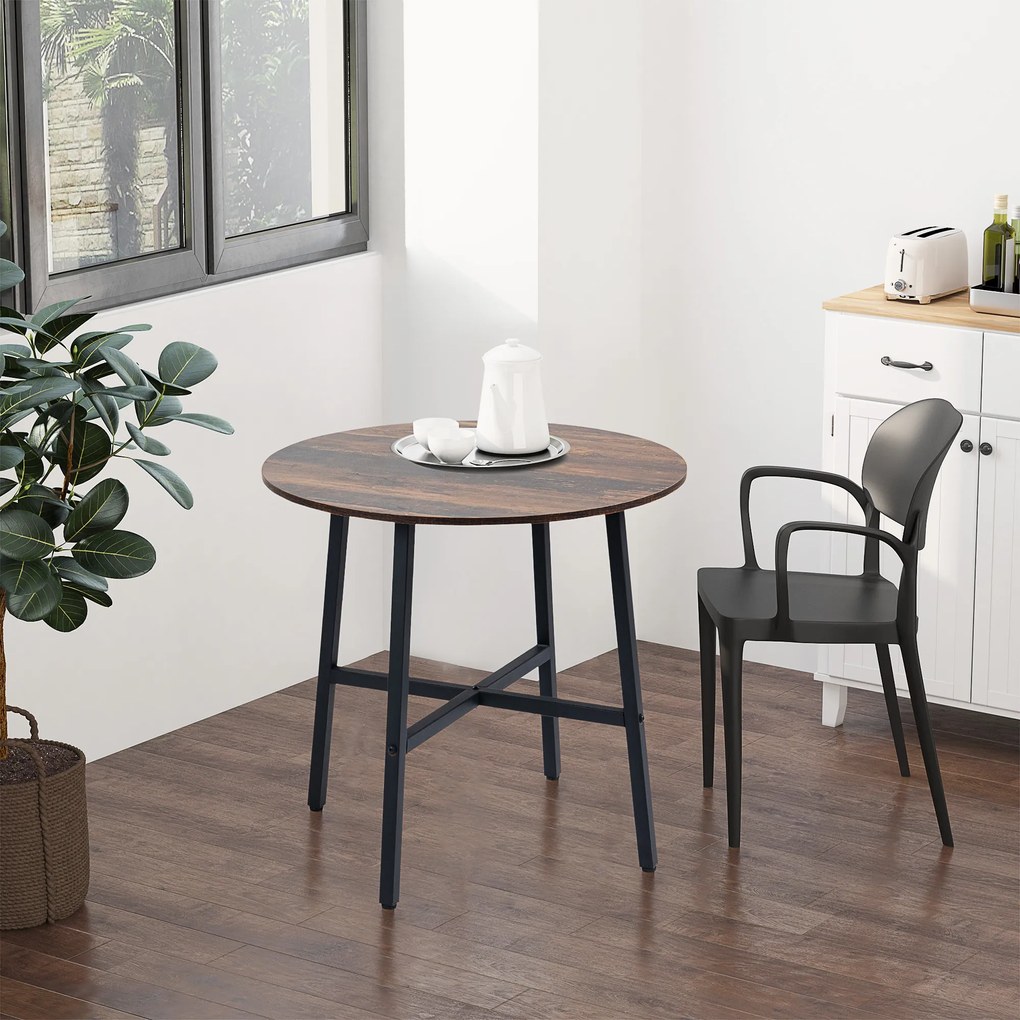 Jídelní stůl HOMCOM pro 4 osoby, moderní design do jídelny a kuchyně, ocel, hnědý, 80 x 76 cm