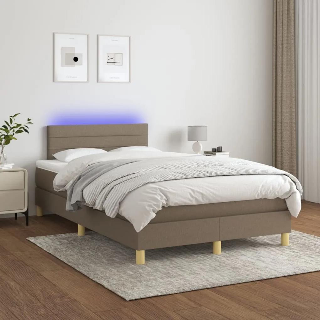 vidaXL Box spring postel s matrací a LED 120 x 200 cm textil [3133784] Barva: krémová