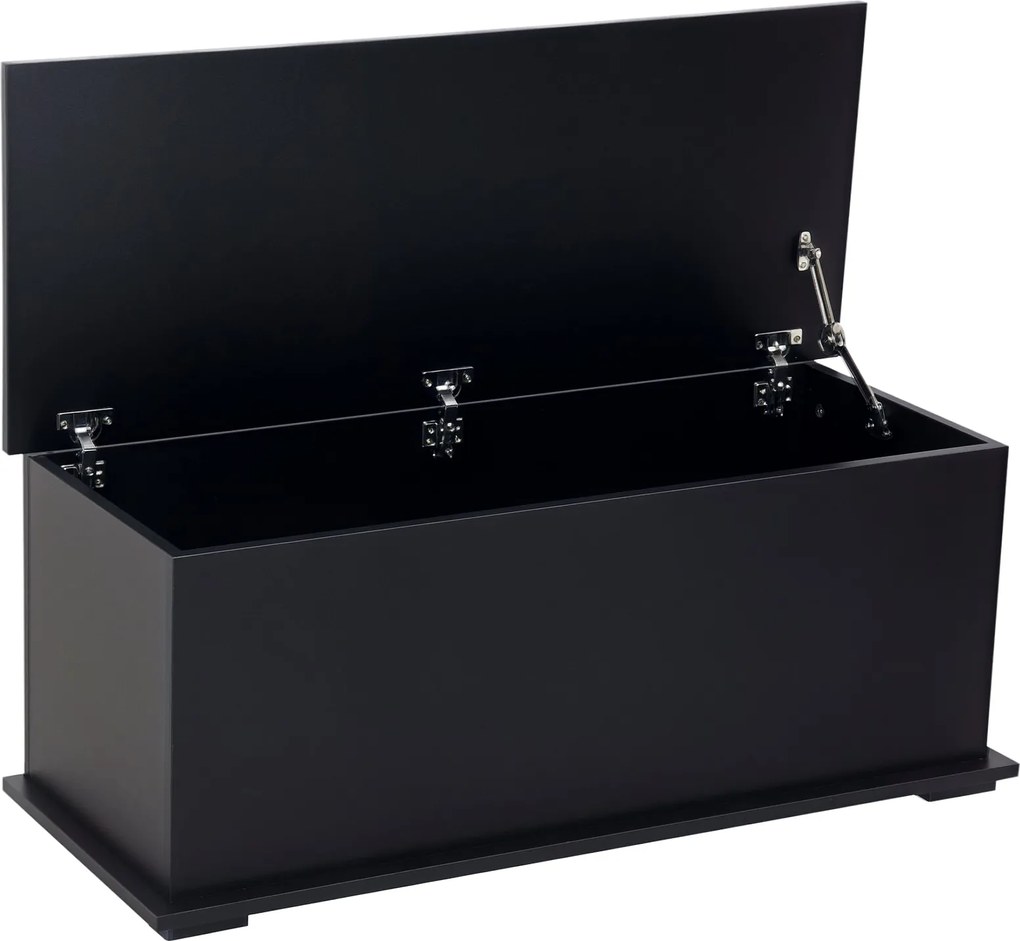 HOMCOM Dřevěný úložný box s víkem, nosnost max. 120 kg pro ložnici a obývací pokoj 100x40x40 cm Černý | Aosom
