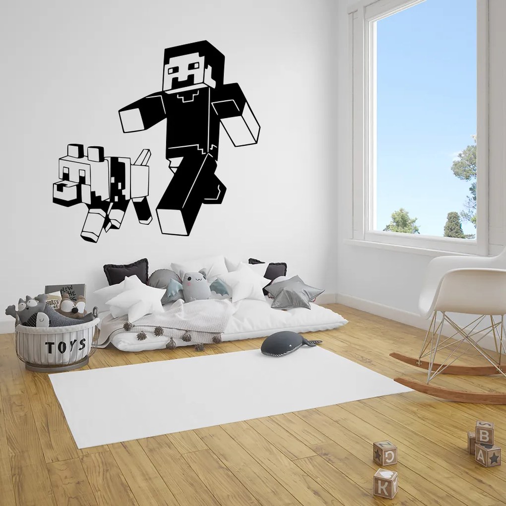 Živá Zeď Samolepka na zeď Minecraft se psem Barva: černá