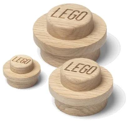 LEGO dřevěný věšák na zeď, 3 ks dub - ošetřený mýdlem
