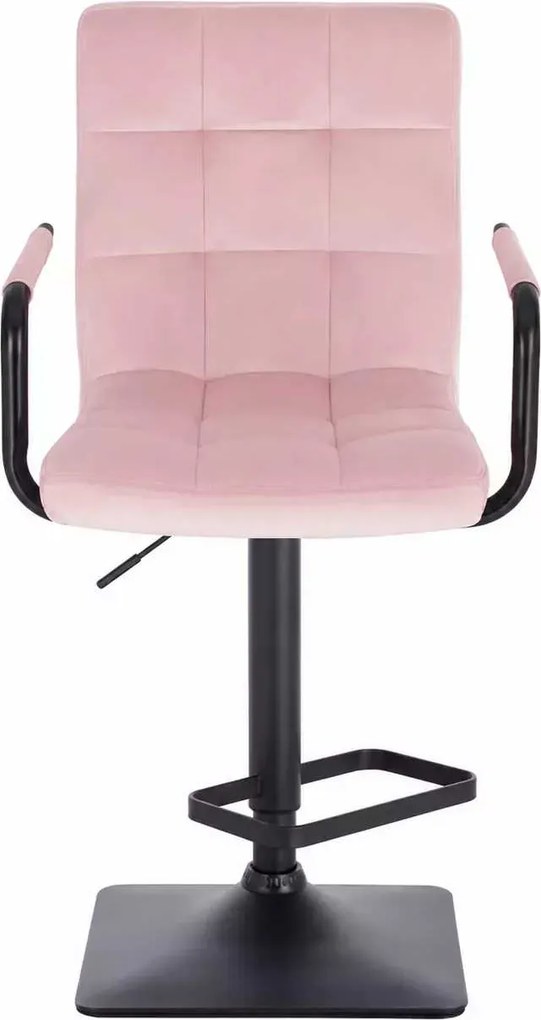 LuxuryForm DESIGN Barová židle VERONA BLACK VELUR na černé hranaté podstavě - růžová