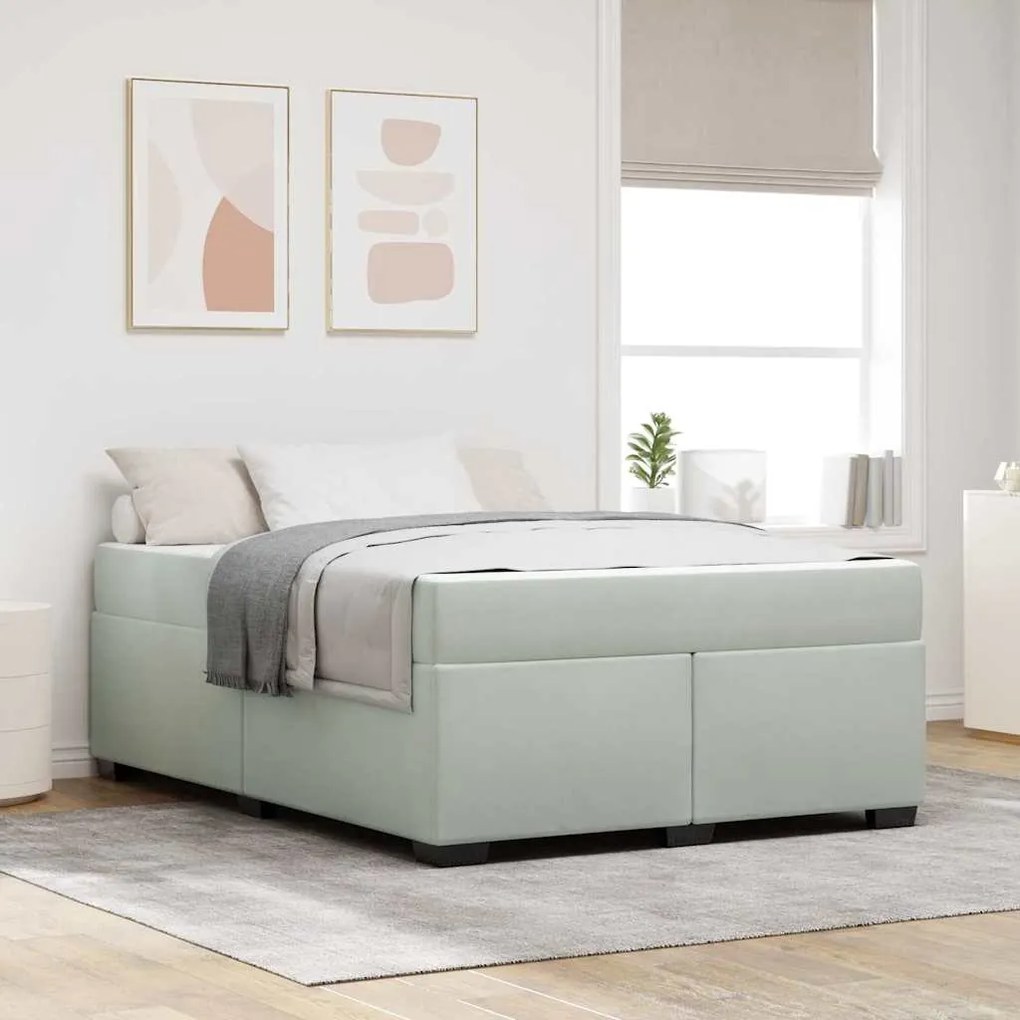 Rám postele s matrací Světle šedá 160 x 200 cm textil 3399296