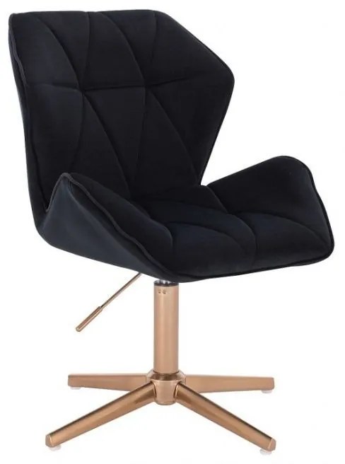LuxuryForm DESIGN Otočná židle MILANO MAX VELUR na zlatém kříži - černá