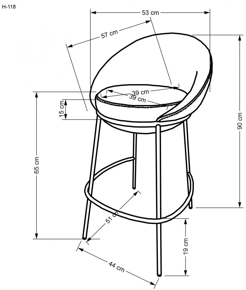 Barová židle KLINT — ocel, látka, šedá Halmar