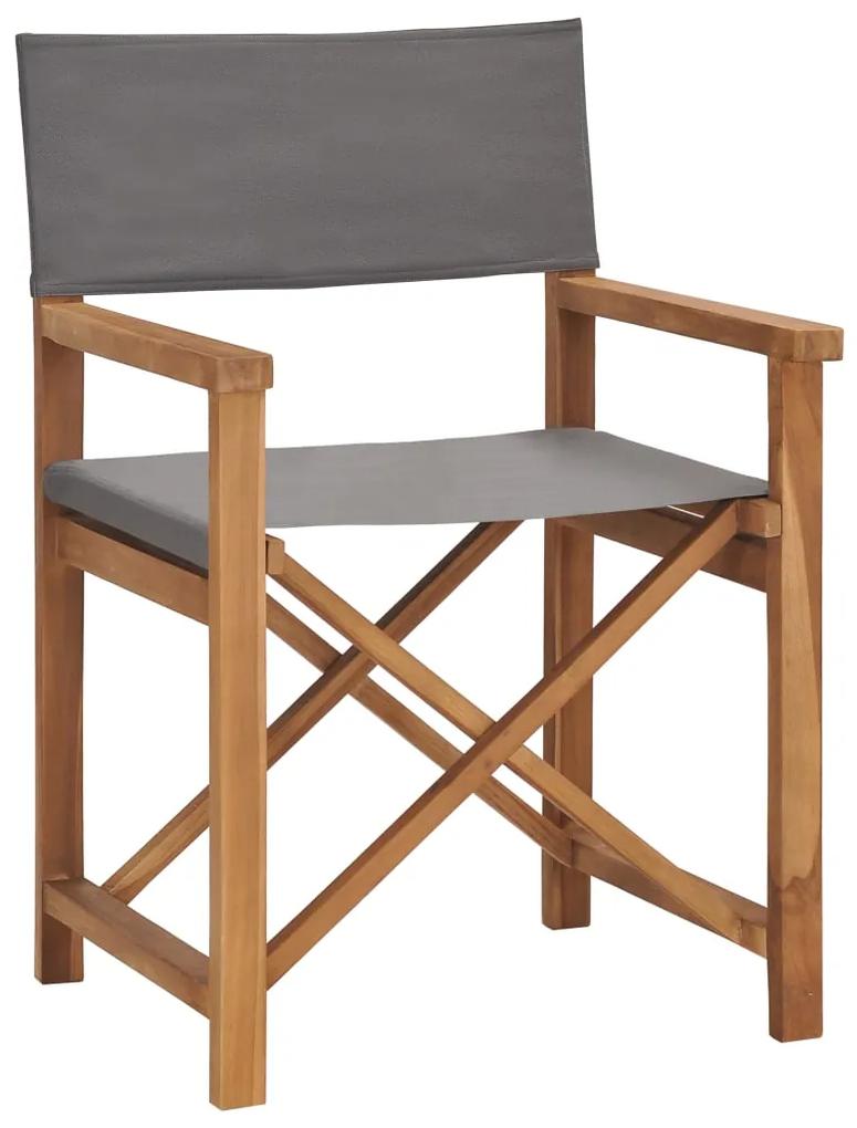 Režisérská židle masivní teakové dřevo šedá,  47411