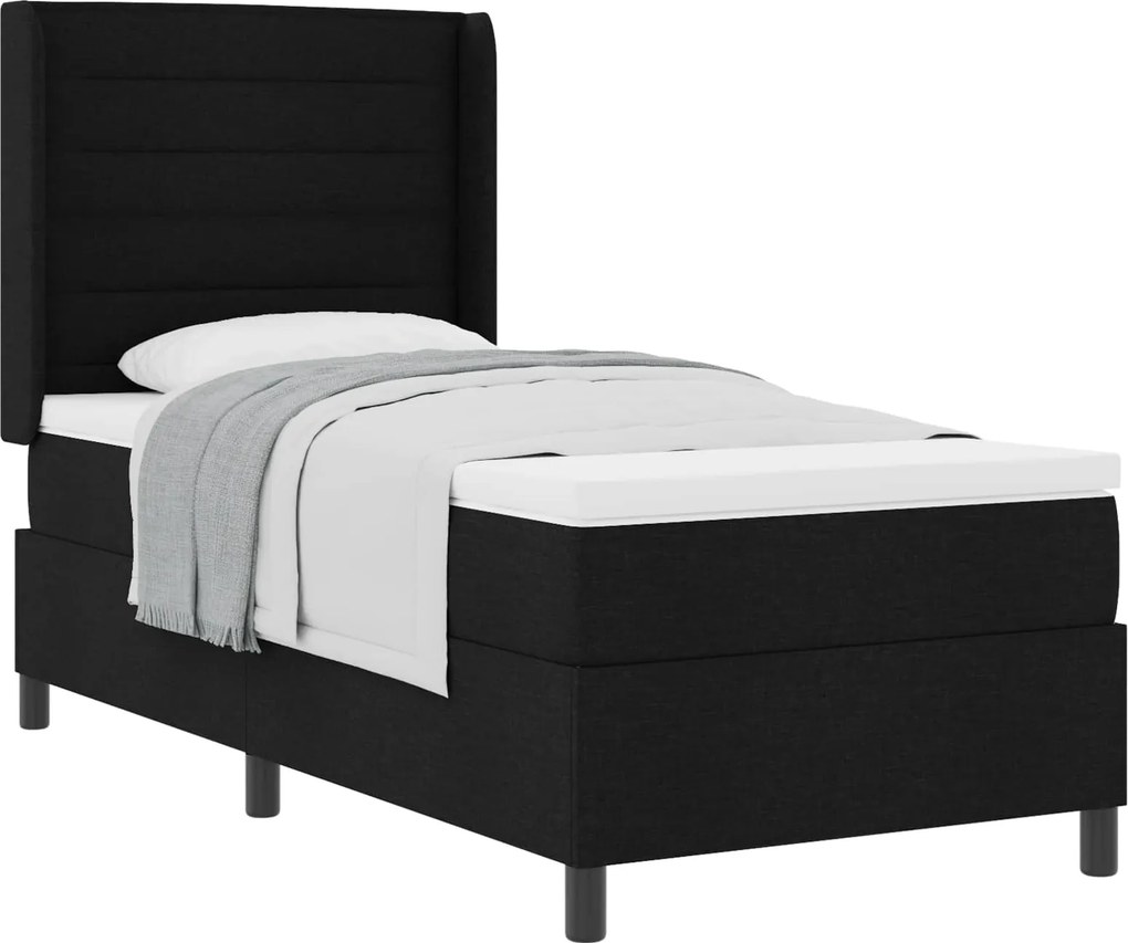 Postel s boxspringem s polštářem Černý 200 x 90 cm textil 3341562