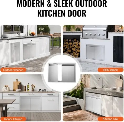 BBQ přístupová dvířka, 762 × 532 mm dvojitá venkovní kuchyňská dvířka