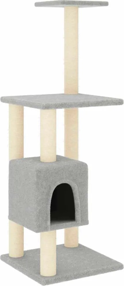 Škrabadlo pro kočky se sisalovými sloupky světle šedé 104 cm 171470