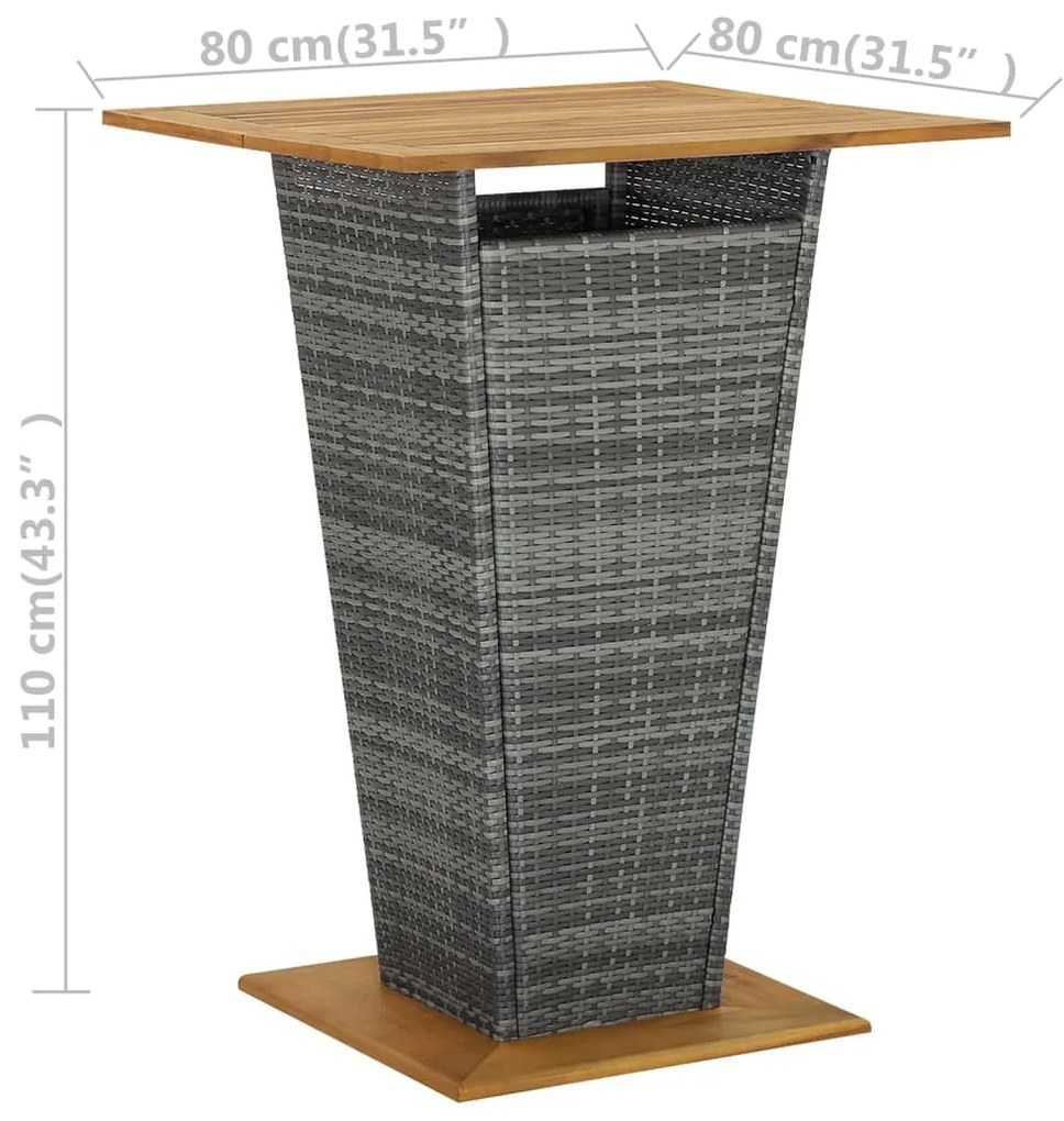 vidaXL Marketos 9dílný zahradní barový set s poduškami polyratan šedý