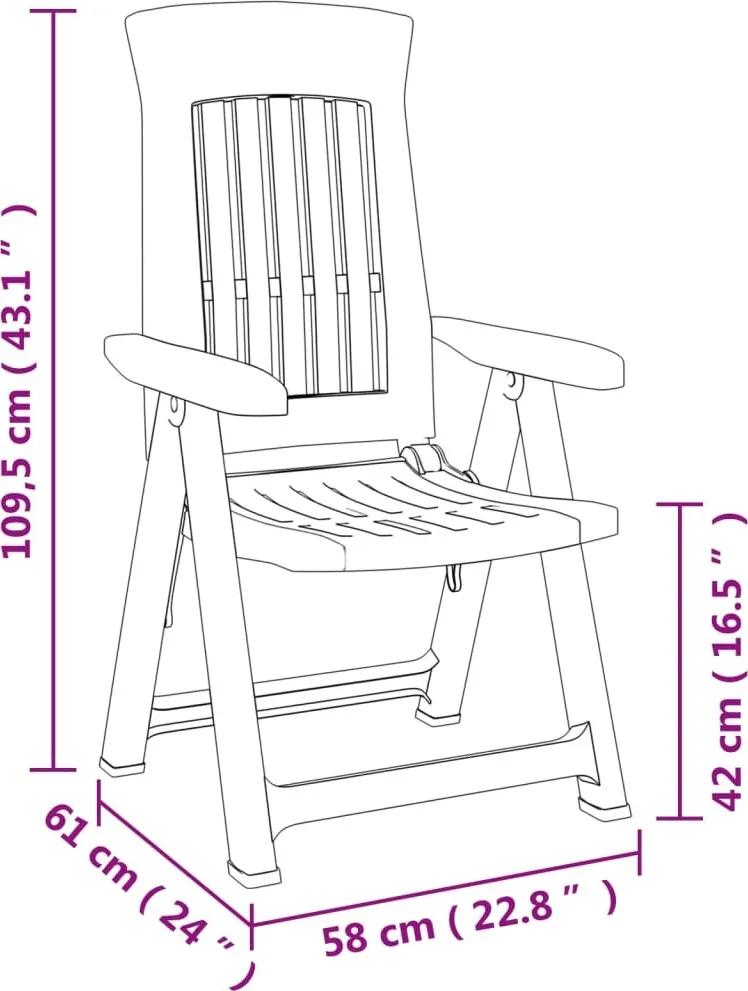 vidaXL Zahradní polohovací židle 2 ks PP [364710] Barva: Zelená
