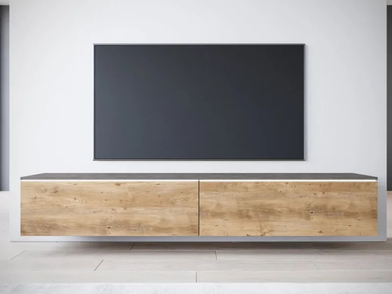 TV stolek Dlone 180, Barva: matera / breslau kaštan, Osvětlení: osvětlení LED - bílé