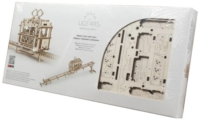 Ugears 3D dřevěné mechanické puzzle Kabinová lanovka s tratí