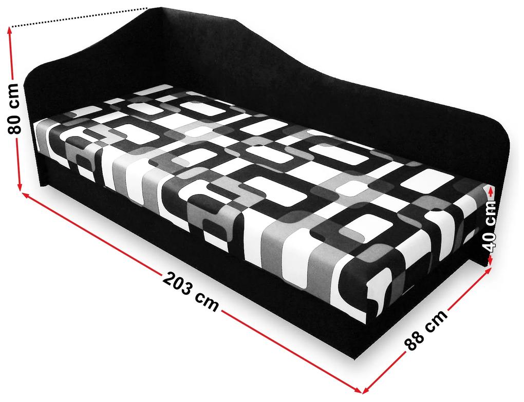 Jednolůžková postel (válenda) 80 cm Lady 87 (Černá 39 + Gusto 12) (L). 793113