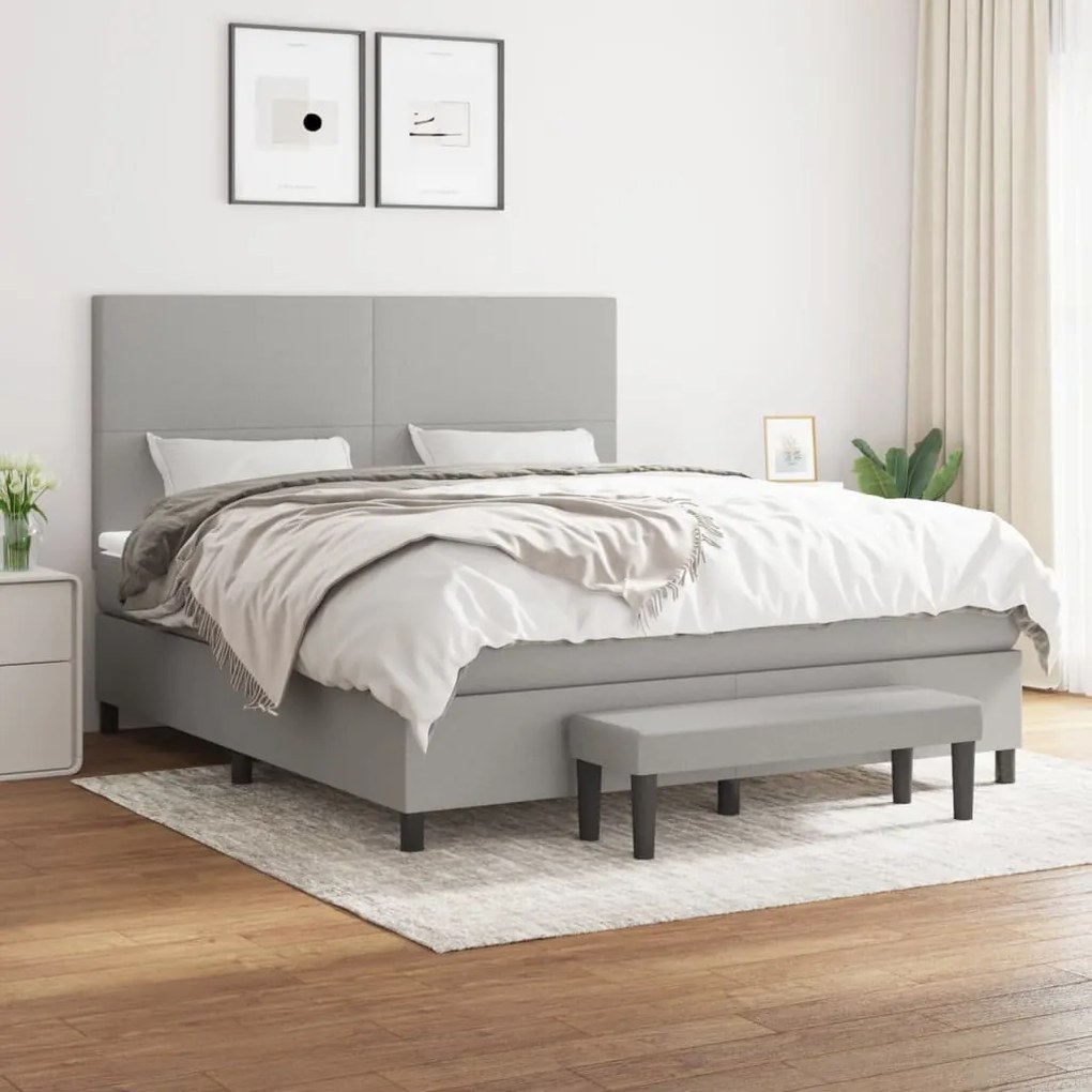Box spring postel s matrací světle šedá 180 x 200 cm textil 3136453