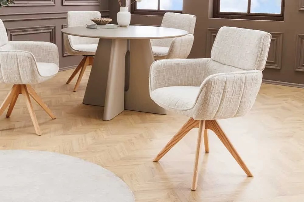 Designová otočná židle Parthenia béžová / dub