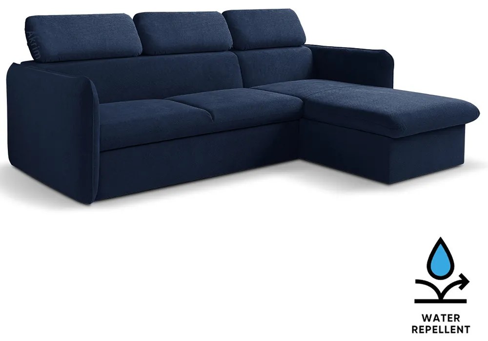 Malá sedací souprava SLIM | 235x179 cm | PRAVÁ | 79 temně modrá | rozkládací + úložný prostor