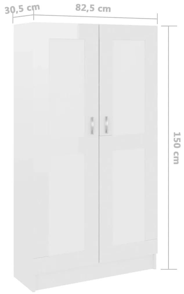 vidaXL Knihovna bílá s vysokým leskem 82,5x30,5x150 cm dřevotříska