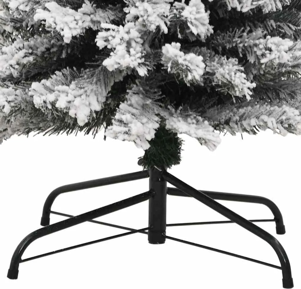 Úzký umělý vánoční stromek zasněžený zelený 210 cm PVC 320955