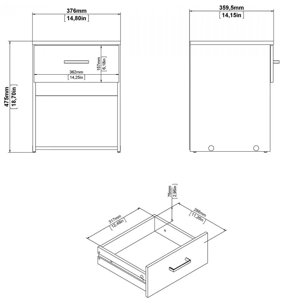 Tvilum Noční stolek Sid 1S dub sonoma