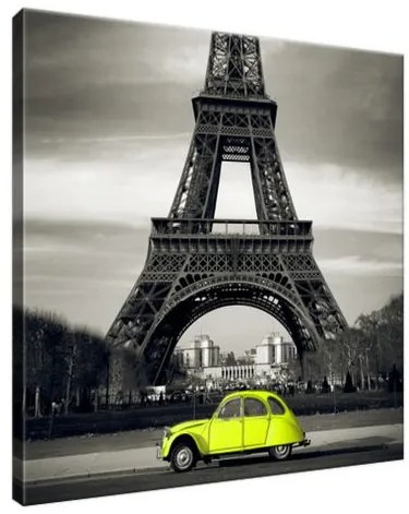 Obraz na plátně Žluté auto před Eiffelovou věží 30x30cm 1372A_1AI