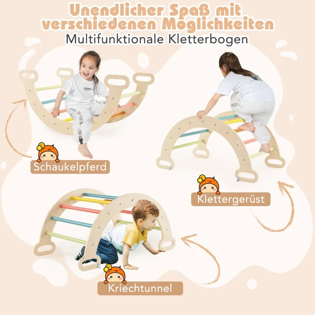 Costway 4 v 1 Lezecký trojúhelník se skluzavkou a šplhacím obloukem