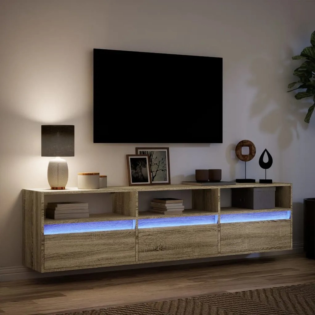 Nástěnná TV skříňka s LED dub sonoma 180 x 31 x 45 cm 3307942