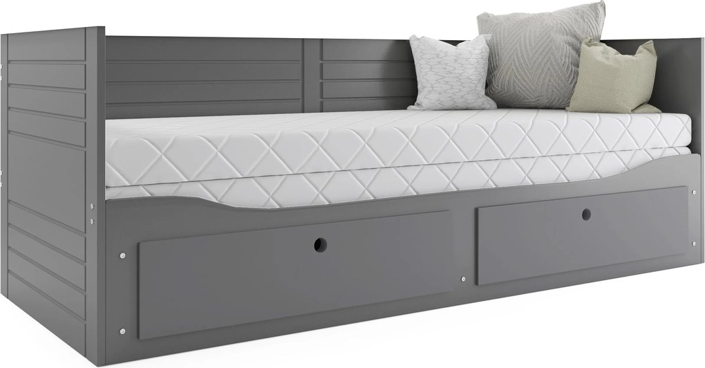 SMB Rozkládací postel s matrací HERME, 80-160x200 cm Dekor: Grafit