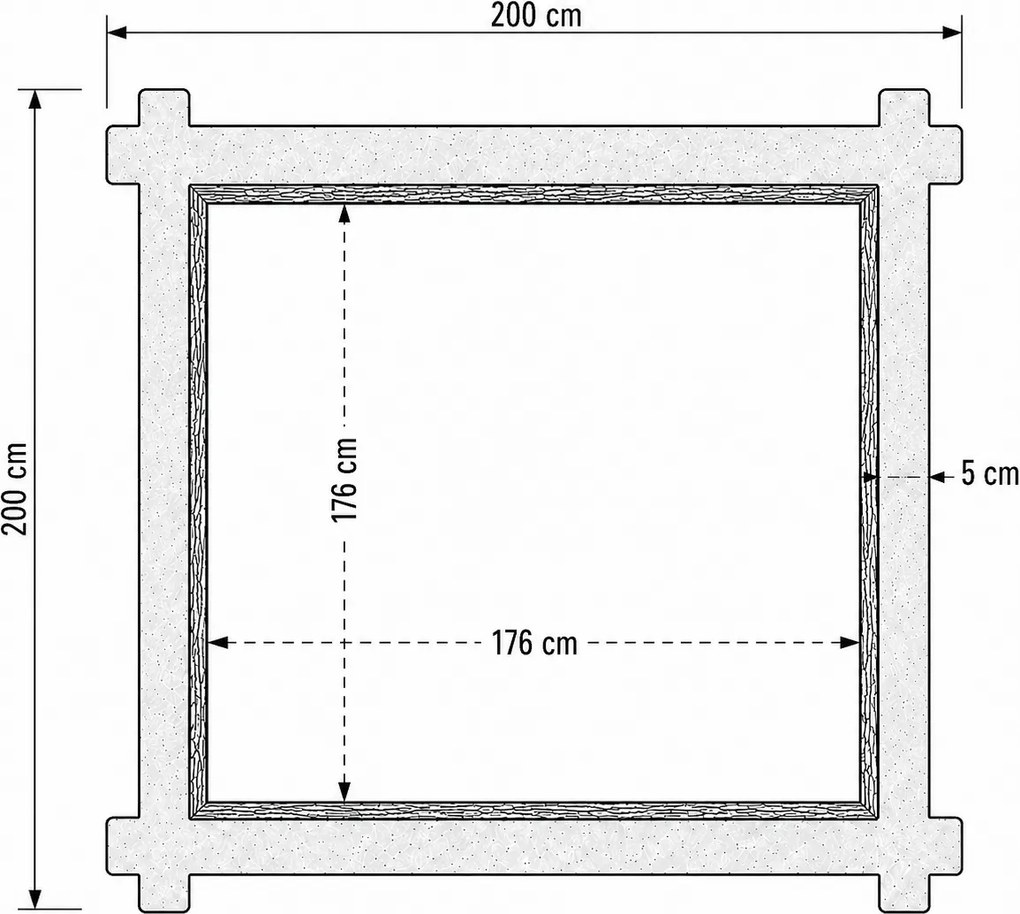 Báča Beton Betonový vyvýšený záhon - štípaný kámen 200 x 200 cm Výška záhonu: 75 cm, Barva záhonu: Přírodní šedá
