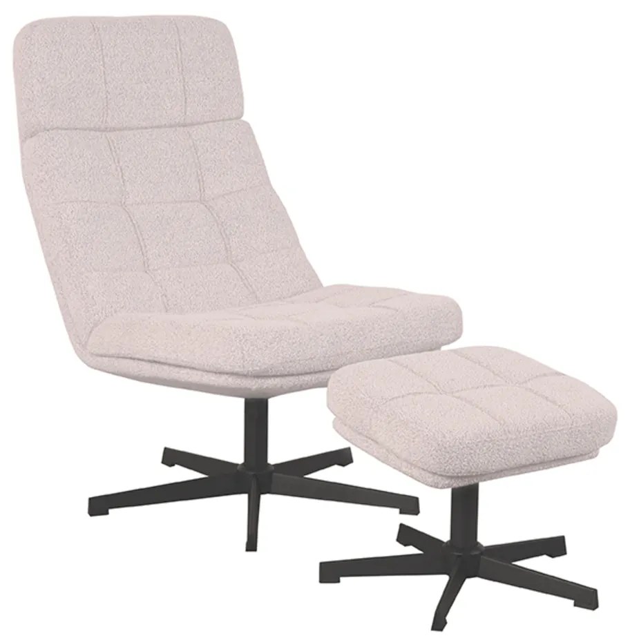 LABEL51 Otočné křeslo s podnožkou ALVAR světlé bouclé CH-73.004