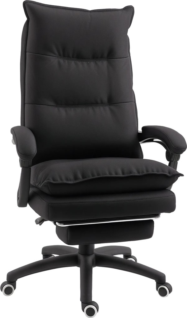 Masážní kancelářská židle Vinsetto s výsuvnou podnožkou, ergonomická kancelářská židle, výškově nastavitelná, černá| Aosom