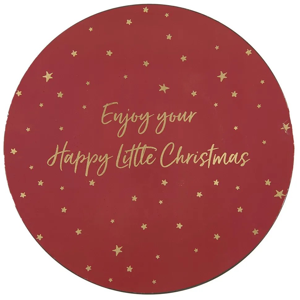 Červený servírovací talíř s hvězdičkami Happy Little Christmas - Ø 33*1 cm