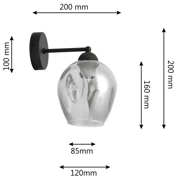 Nástěnná lampa LILI 1xE27/15W/230V černá/šedá