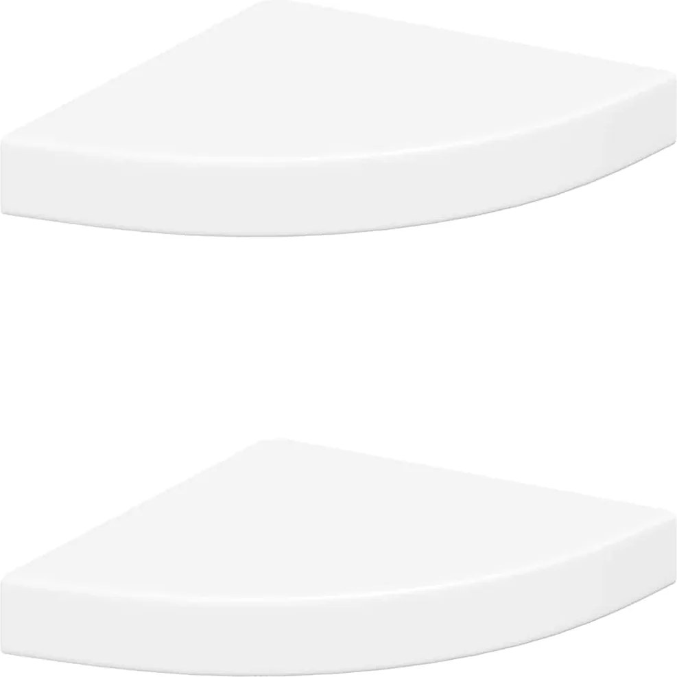 Plovoucí rohové police 2 ks bílé 25 x 25 x 3,8 cm MDF 323896