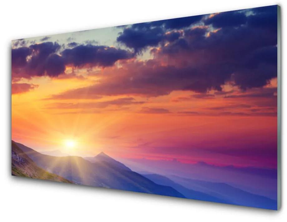 Obraz na skle Slunce Hory Krajina 100x50 cm