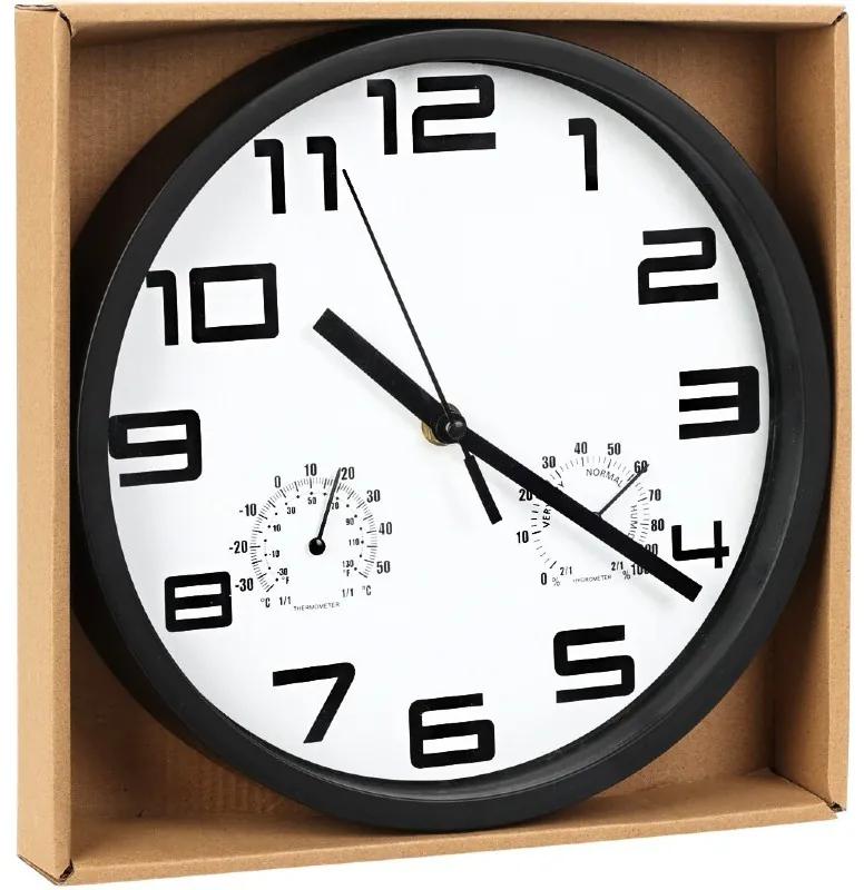 SEGNALE Nástěnné hodiny s teploměrem a vlhkoměrem 25 cm bílá KO-837362300bila