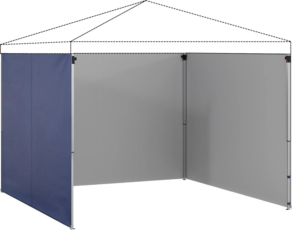 3dílná sada bočních panelů se zipem pro altán 3 x 3 m, tmavě modrá